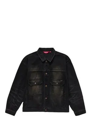 Supreme Distressed Selvedge Trucker Jacket - Washed Black